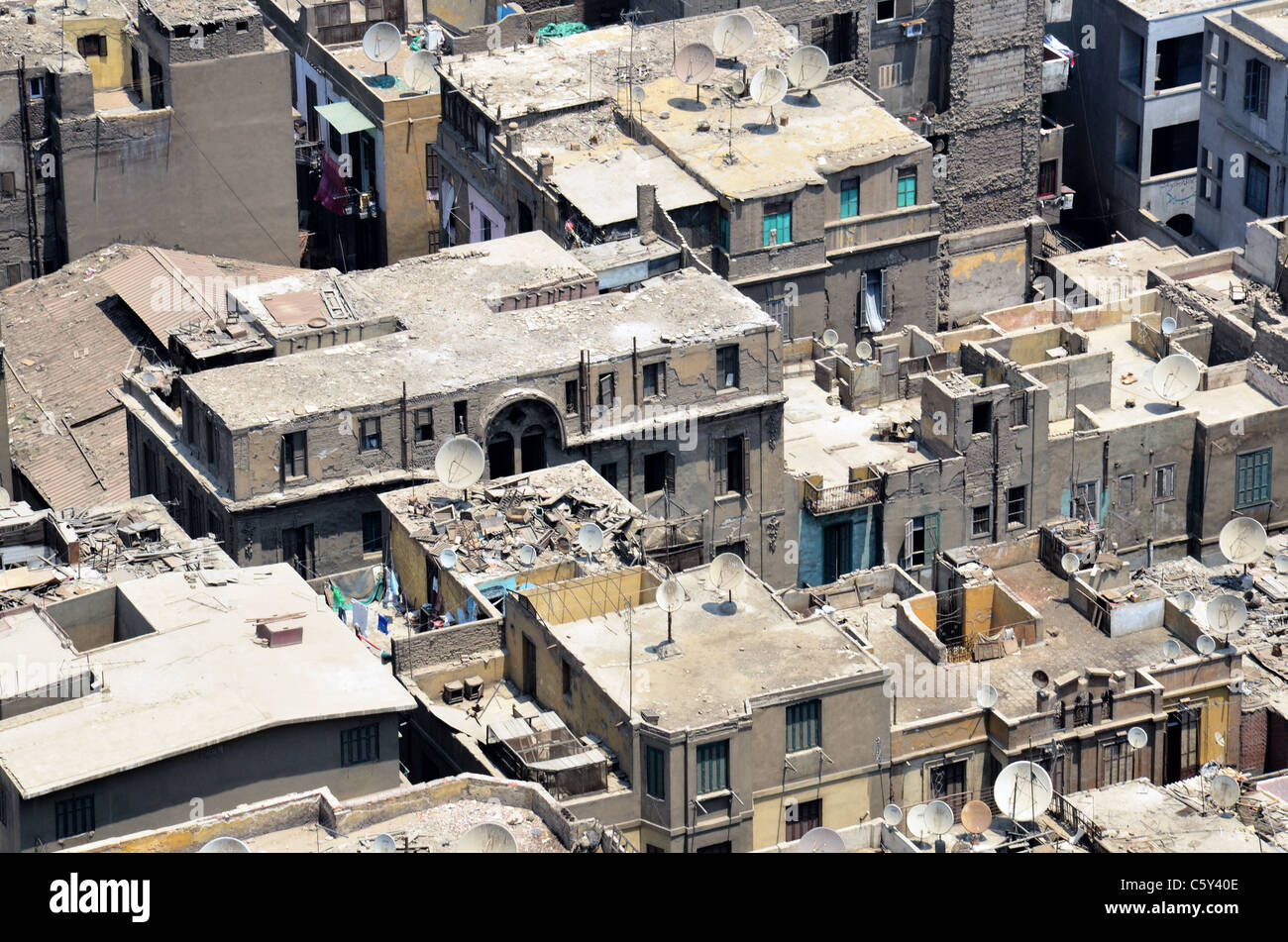 Cairo Panoramas from above of the inner city quarter of Bulaq showing ...