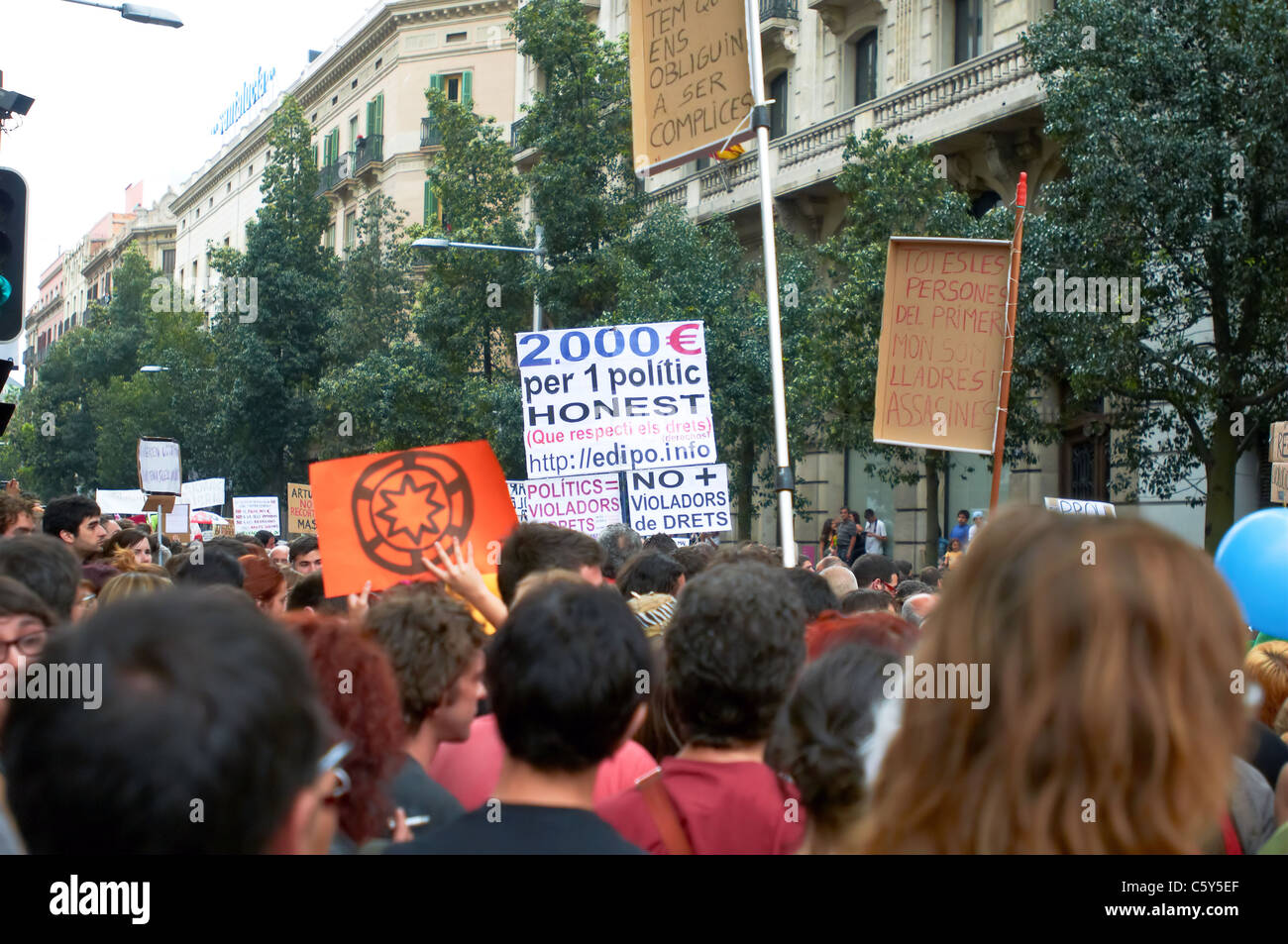 -Spanish Revolution- Demonstration 15M Movement in Barcelona, Spain ...