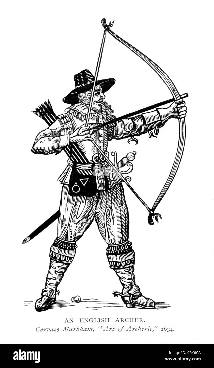 An English Archer from Gervais Markham, "Art of Archerie", 1634; Black ...