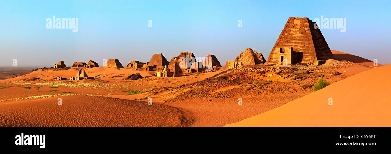 The Pyramids of Meroe, Panorama, Northern Sudan, Africa Stock Photo - Alamy