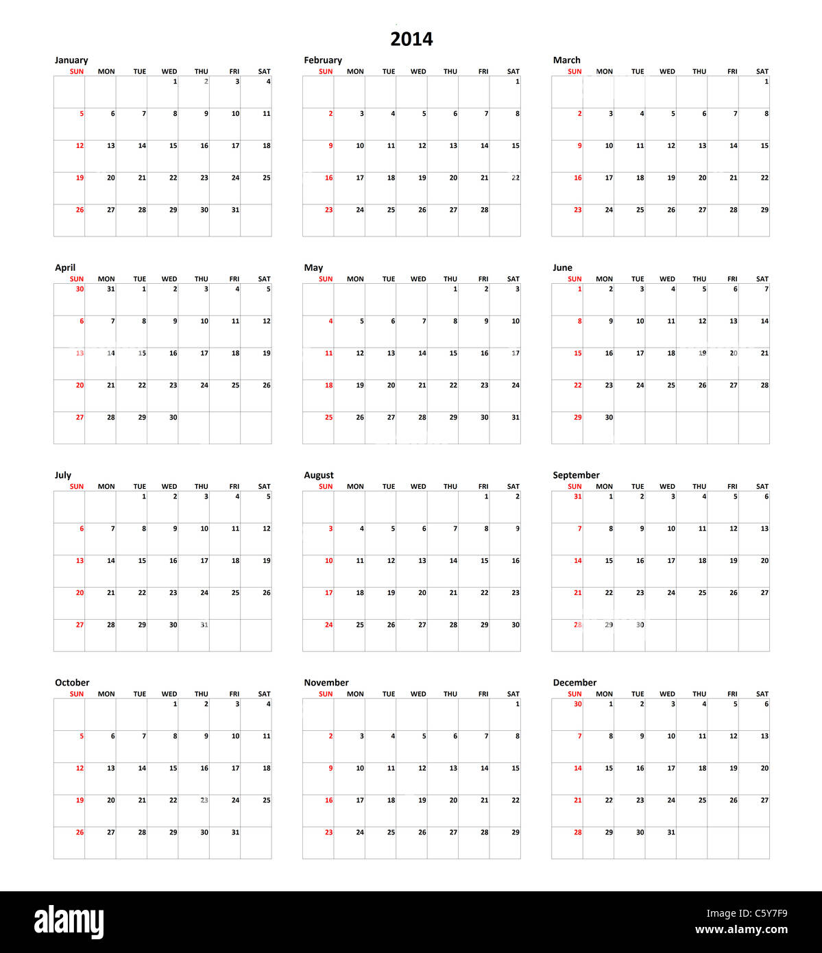 Calendar 2014 hi-res stock photography and images - Alamy