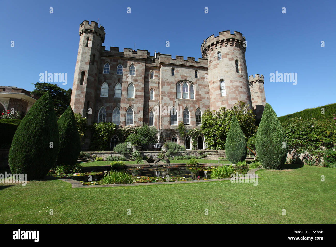 Cholmondeley Castle Gardens. Picturesque summer view of the Terrace and ...