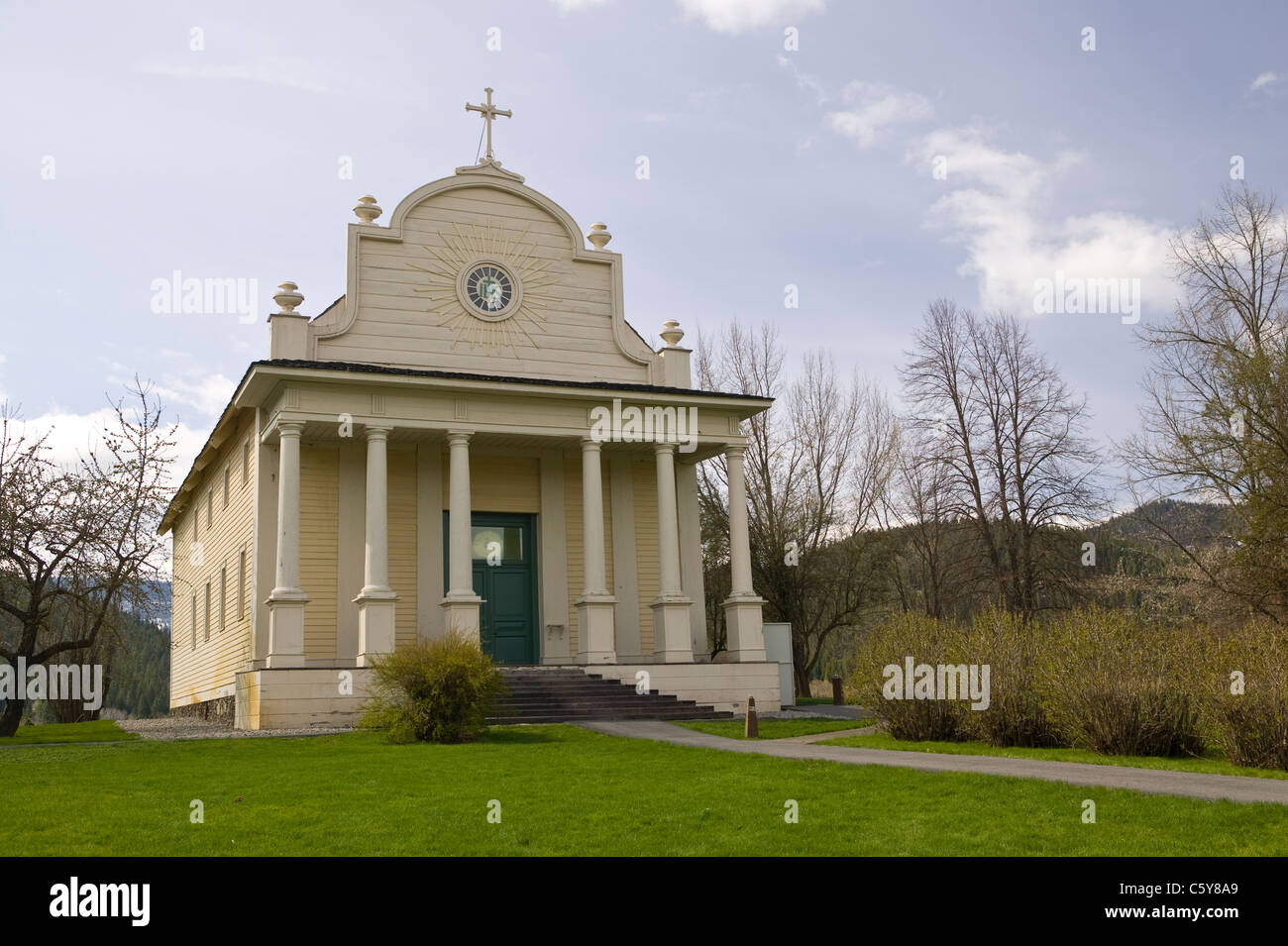 The front entrance, Cataldo Mission, Idaho Stock Photo - Alamy
