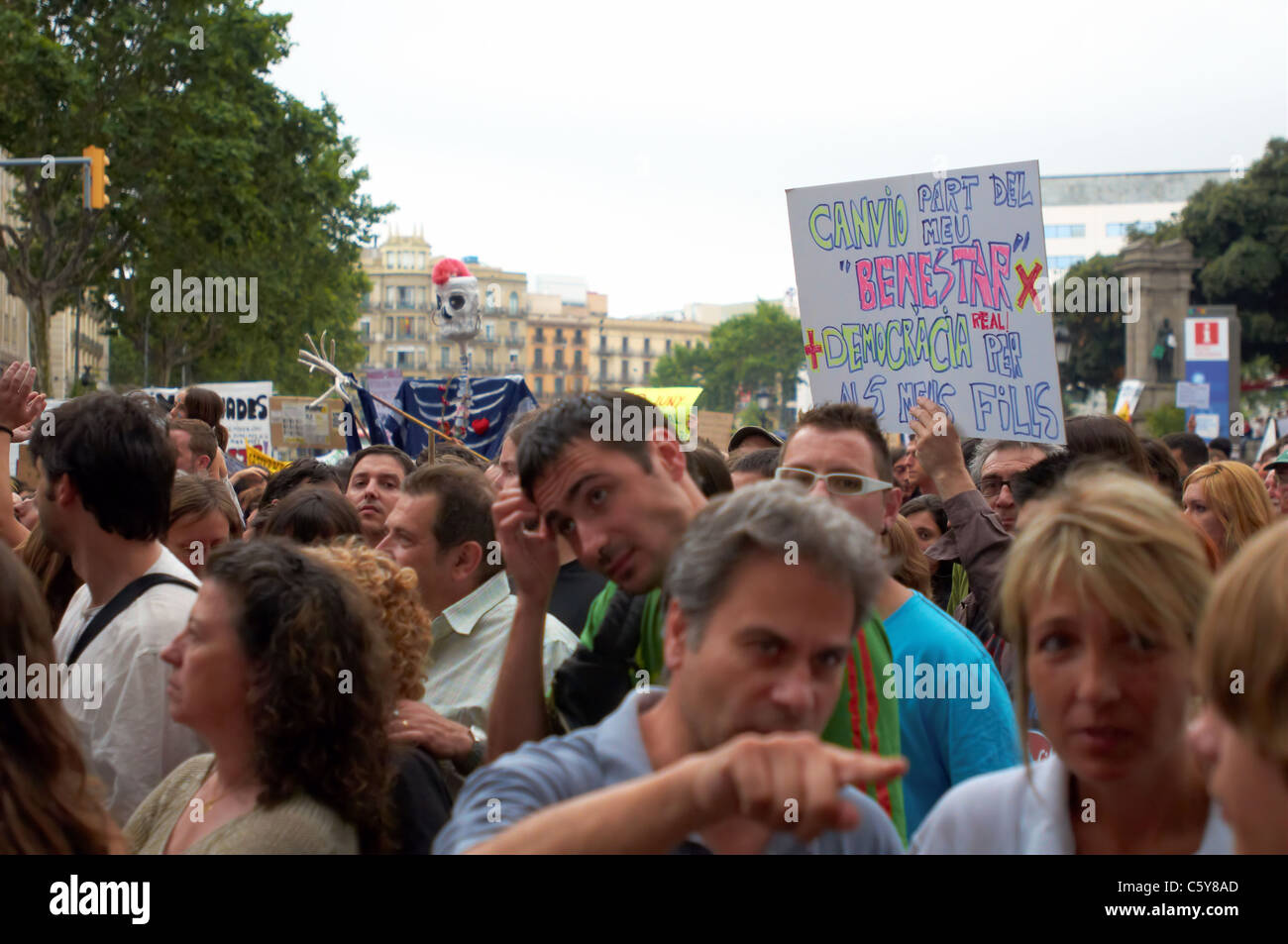 -Spanish Revolution- Demonstration 15M Movement in Barcelona, Spain ...