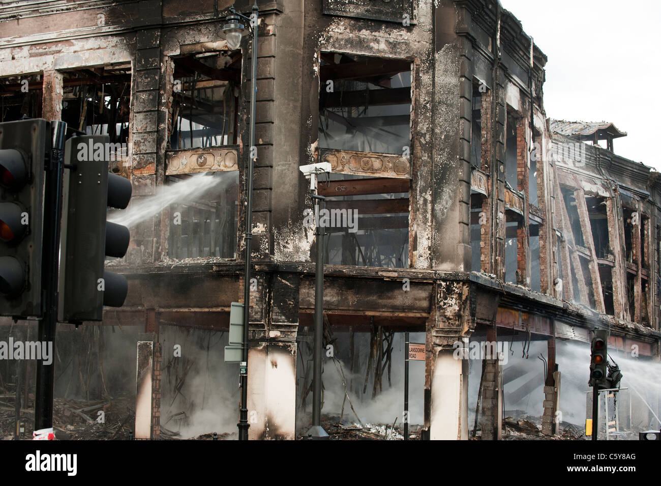 Tottenham Riots, London. Damage the morning after the London Riots. The ...