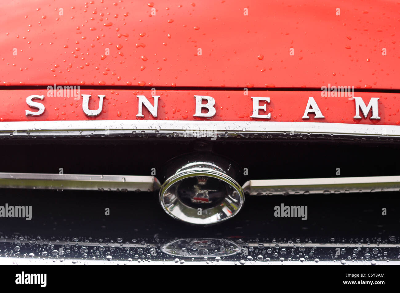 Bonnet and chrome radiator emblem of a classic Sunbeam motor car Stock ...
