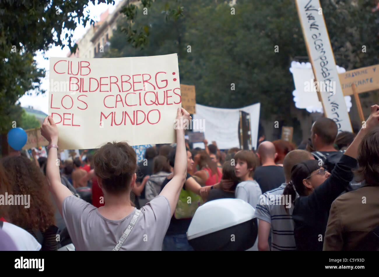 -Spanish Revolution- Demonstration 15M Movement in Barcelona, Spain ...
