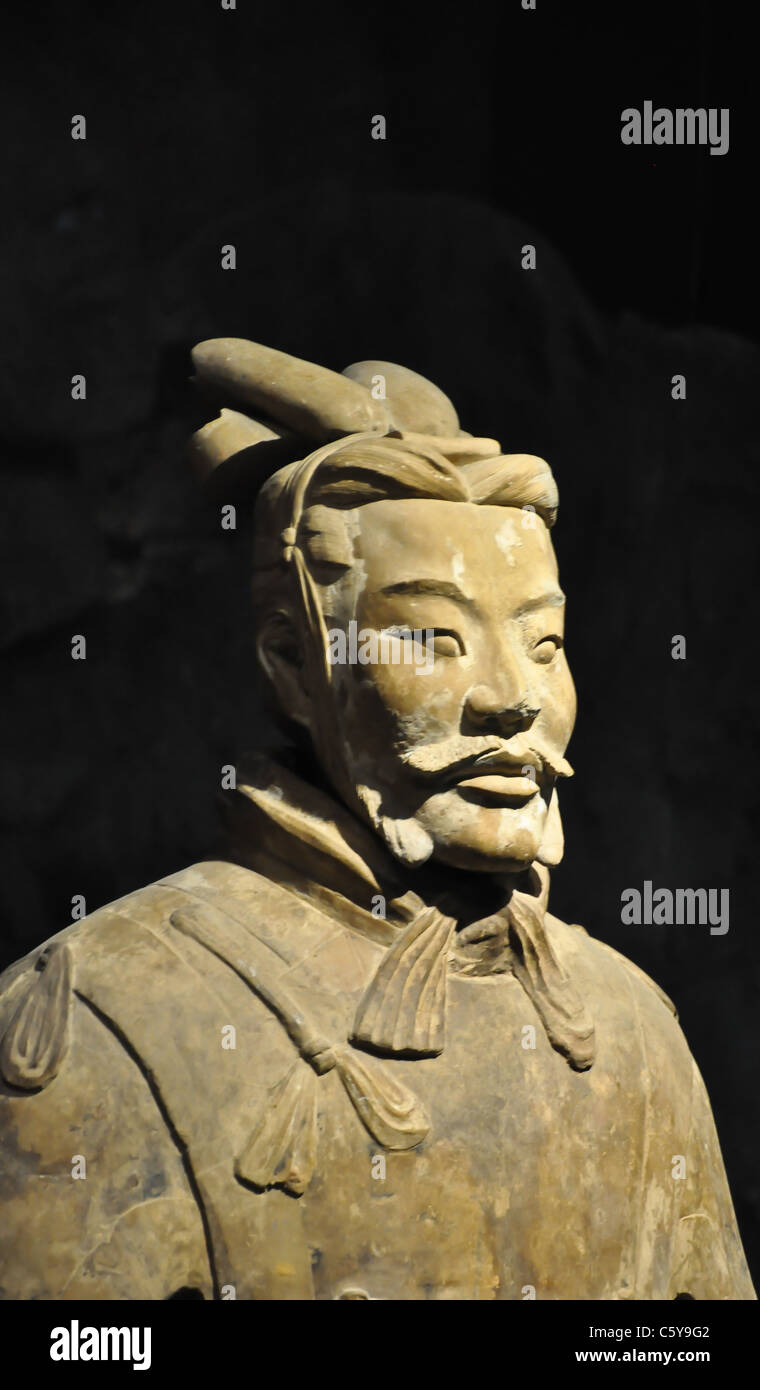 a closeup on a terracotta warrior from xi'an tomb Stock Photo - Alamy