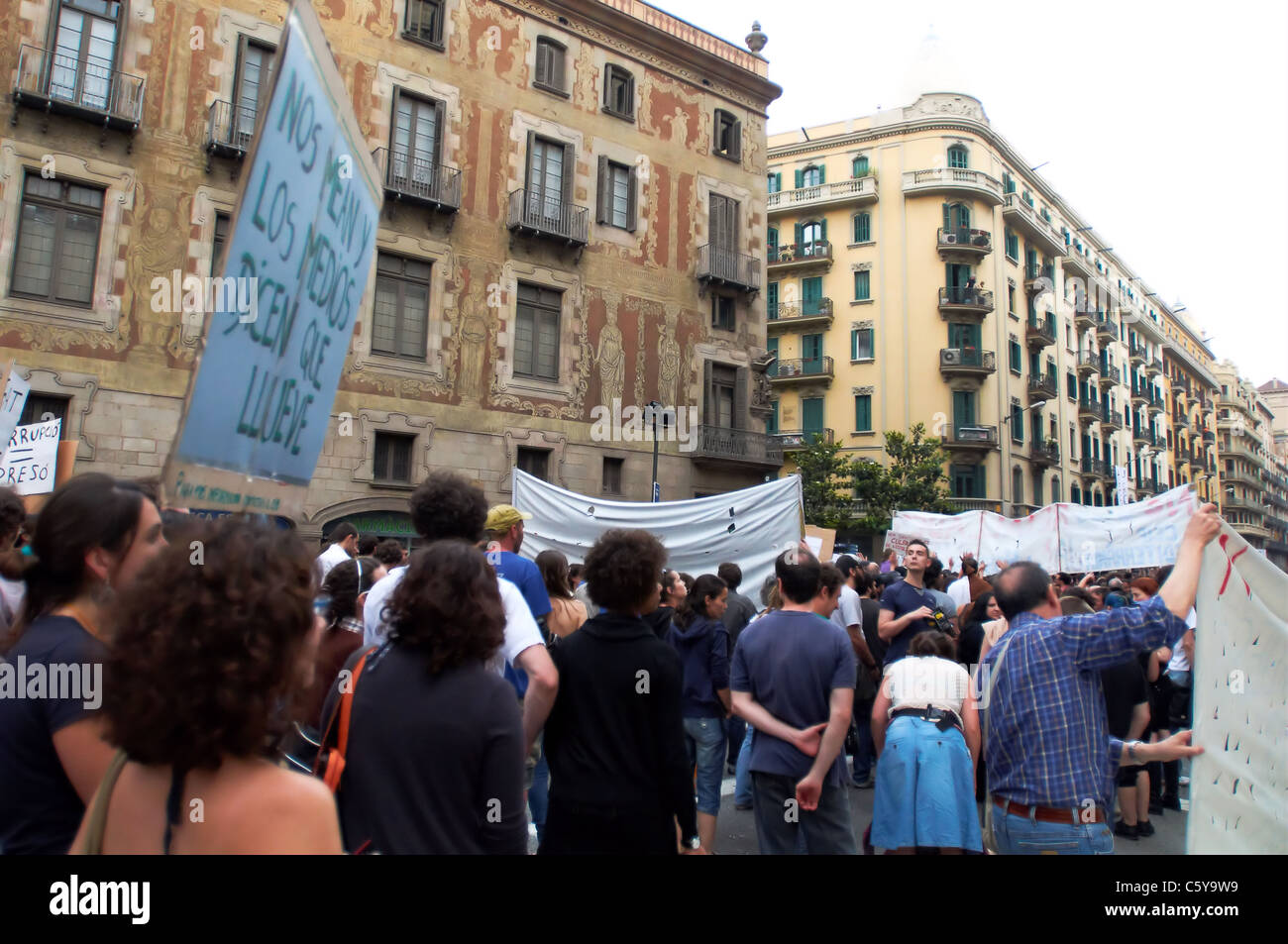 -Spanish Revolution- Demonstration 15M Movement in Barcelona, Spain ...