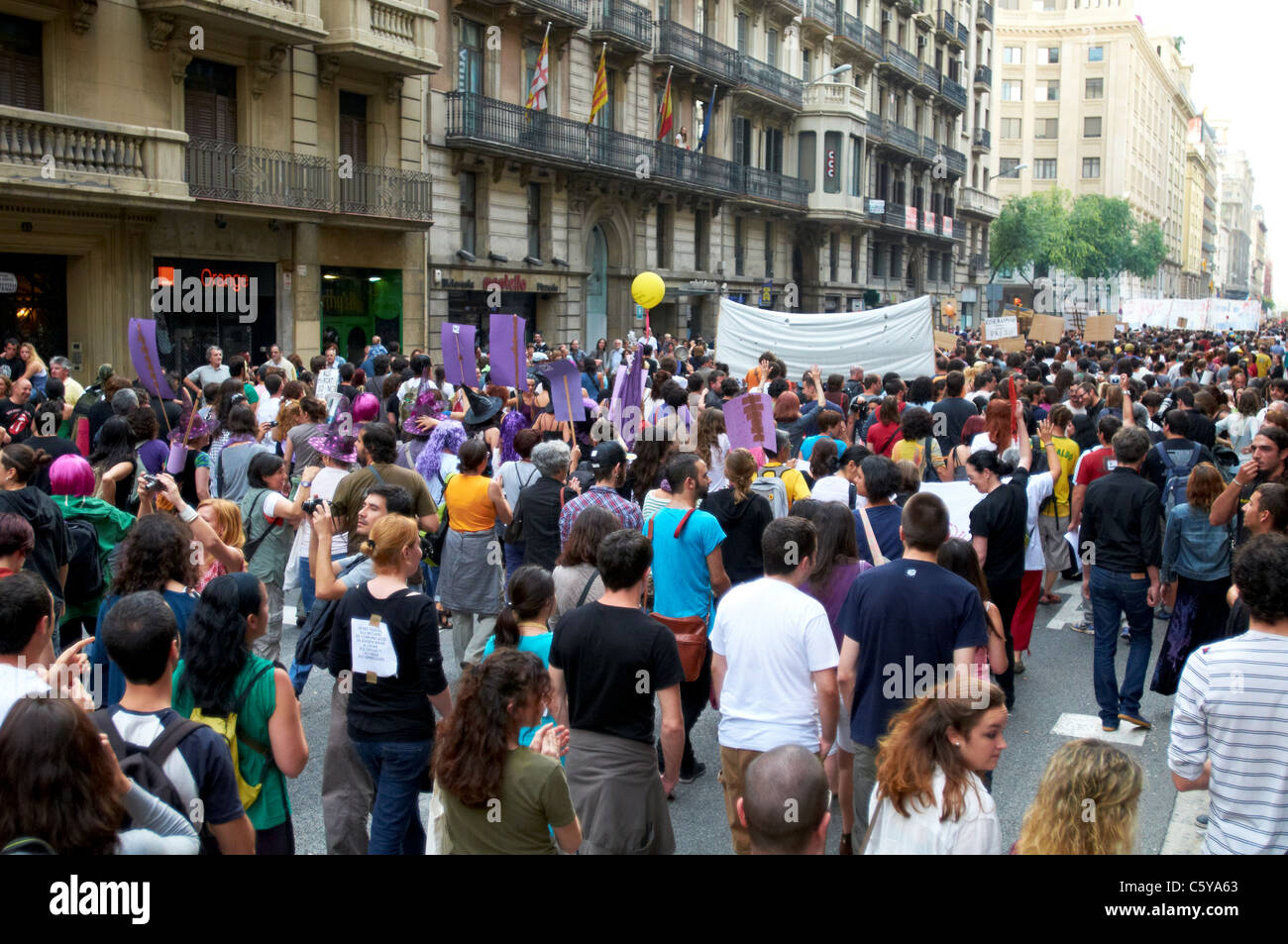 -Spanish Revolution- Demonstration 15M Movement in Barcelona, Spain ...