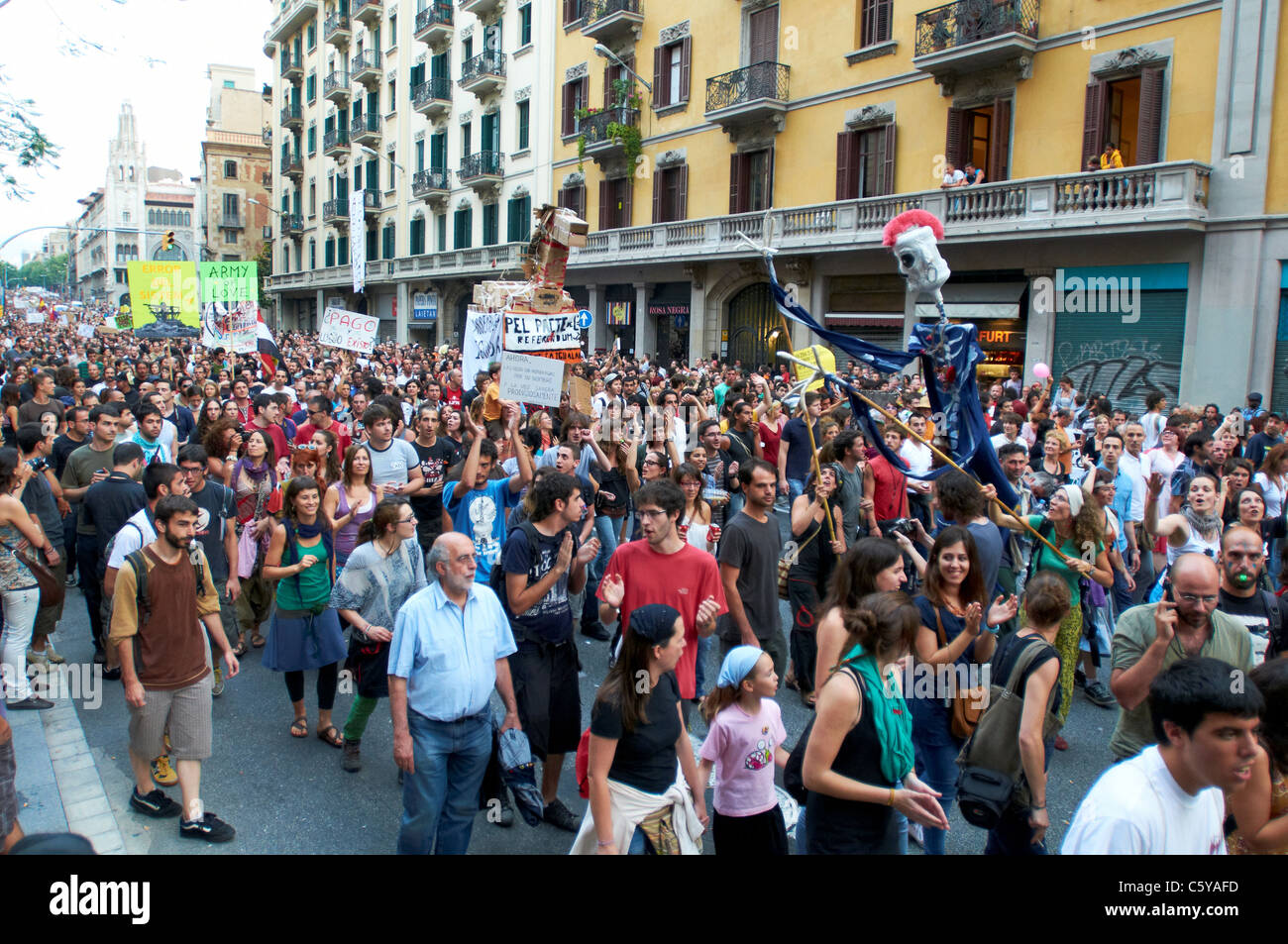 -Spanish Revolution- Demonstration 15M Movement in Barcelona, Spain ...