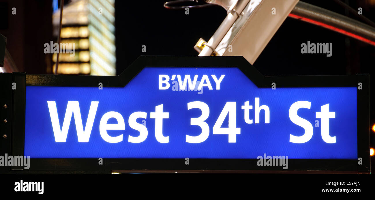 Street, Road, sign, 34th Street, Herald Square, Manhattan, New York ...