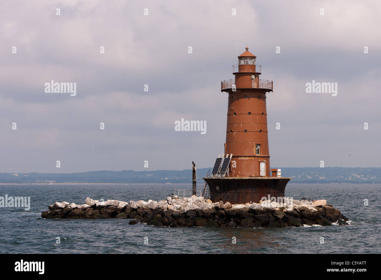 West Bank Lighthouse located in Lower New York Bay Stock Photo - Alamy