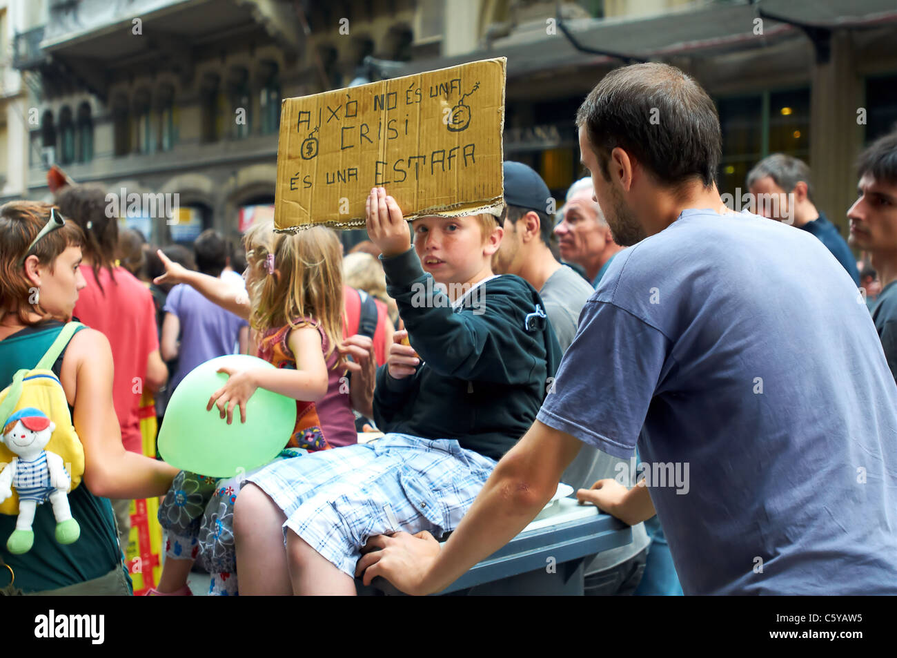 -Spanish Revolution- Demonstration 15M Movement in Barcelona, Spain ...