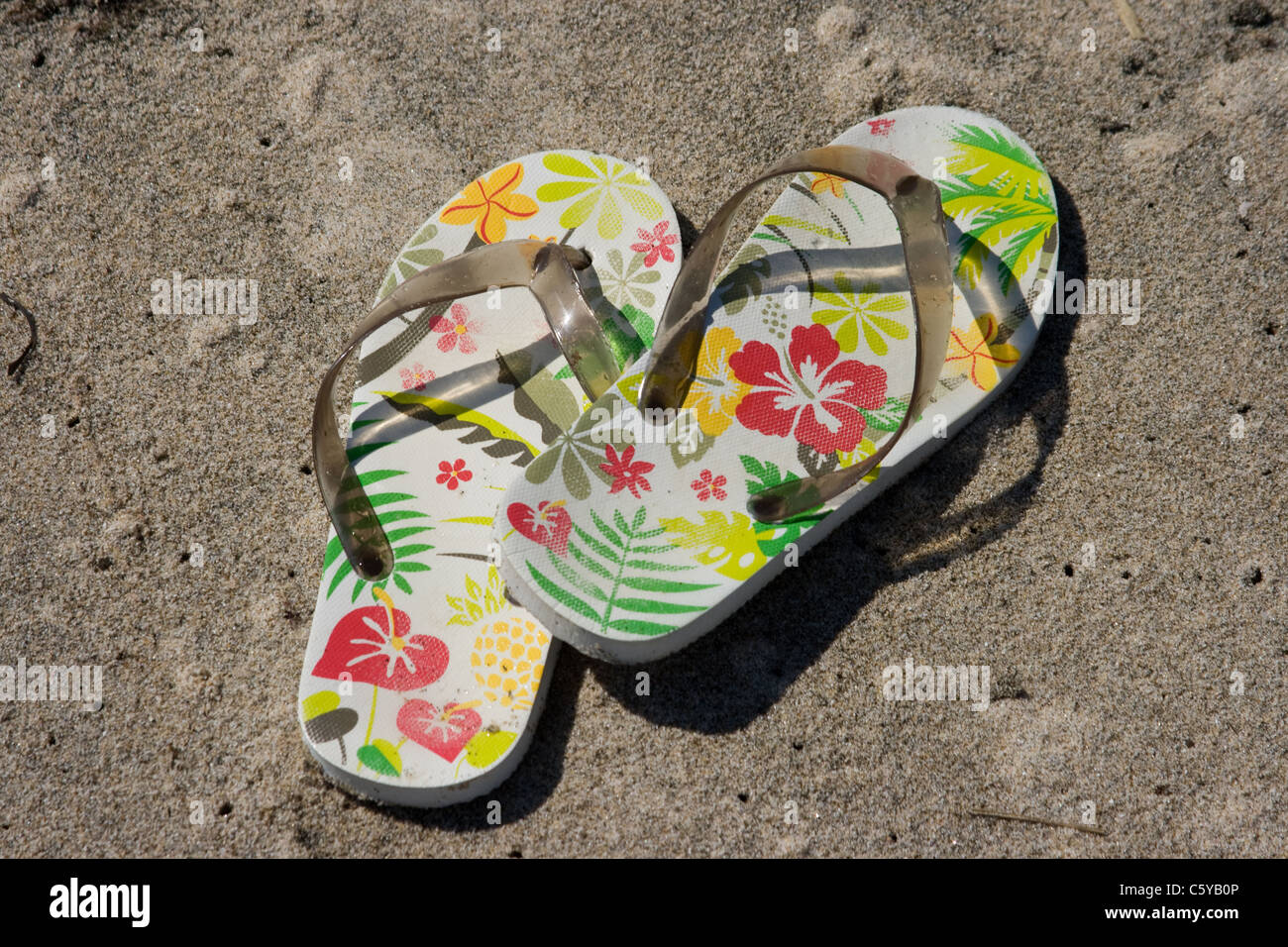 Beach sandals on the beach Stock Photo - Alamy