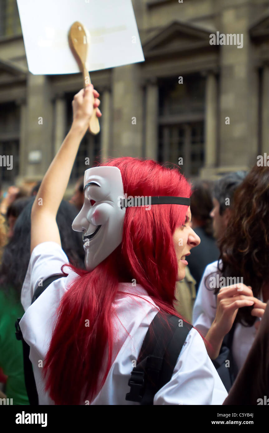 -Spanish Revolution- Demonstration 15M Movement in Barcelona, Spain ...