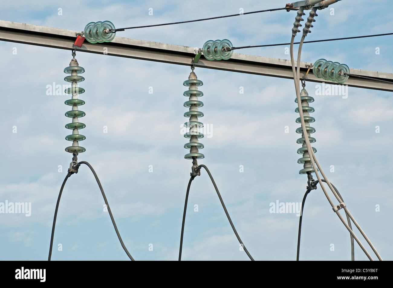 High-voltage wire connections Stock Photo - Alamy