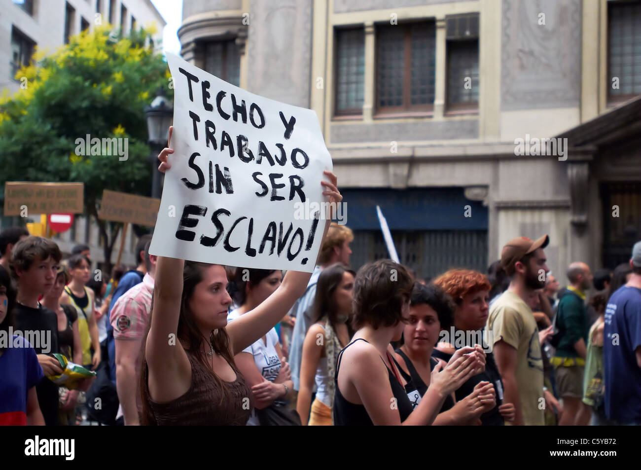 -Spanish Revolution- Demonstration 15M Movement in Barcelona, Spain ...
