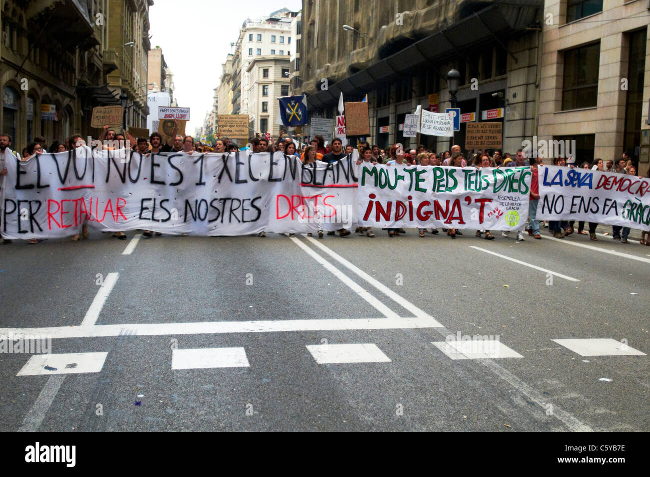 -Spanish Revolution- Demonstration 15M Movement in Barcelona, Spain ...