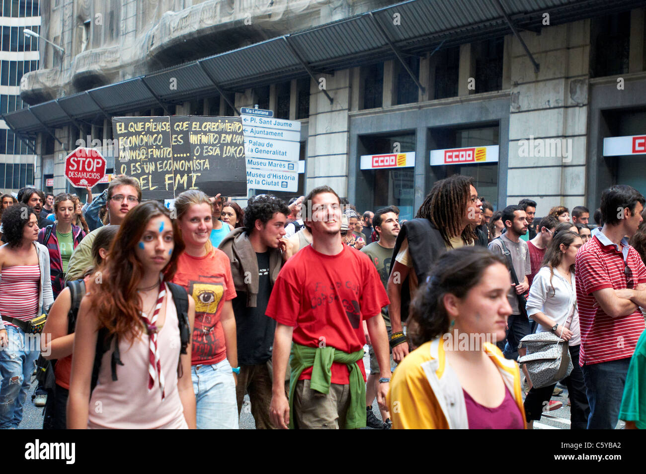 -Spanish Revolution- Demonstration 15M Movement in Barcelona, Spain ...