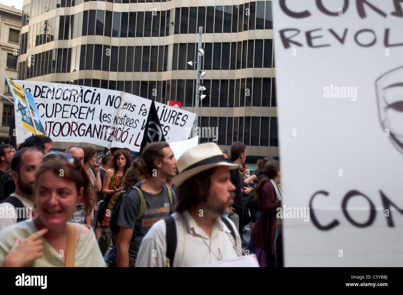 -Spanish Revolution- Demonstration 15M Movement in Barcelona, Spain ...