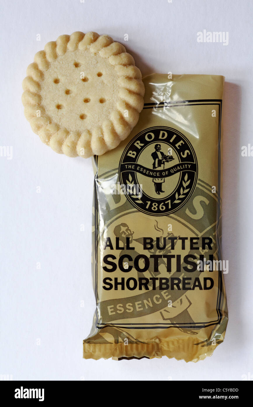 packet of Brodies all butter Scottish Shortbread biscuits showing one ...