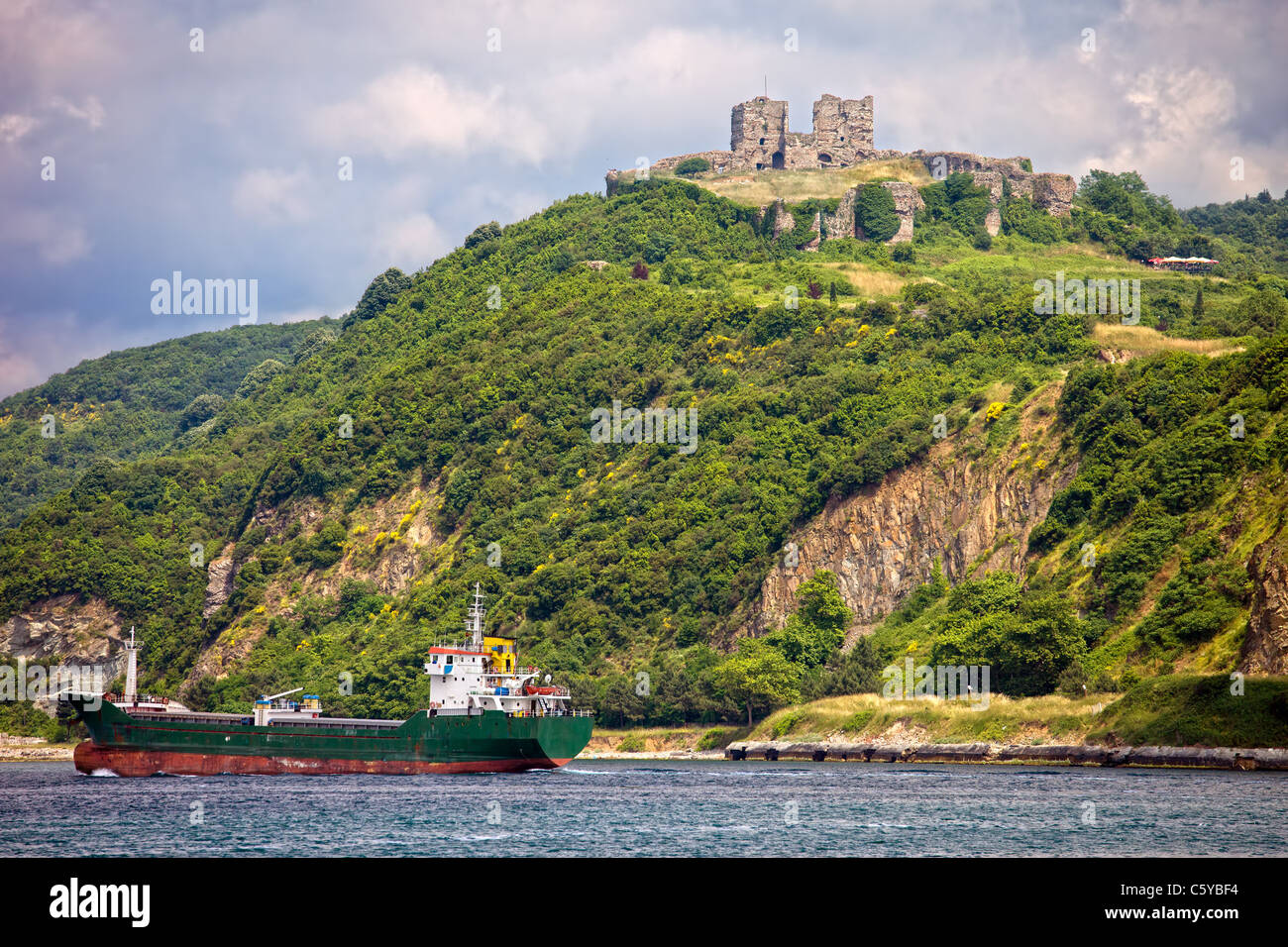 Yoros castle on the Bosphorus Strait at the top of a scenic hill in ...