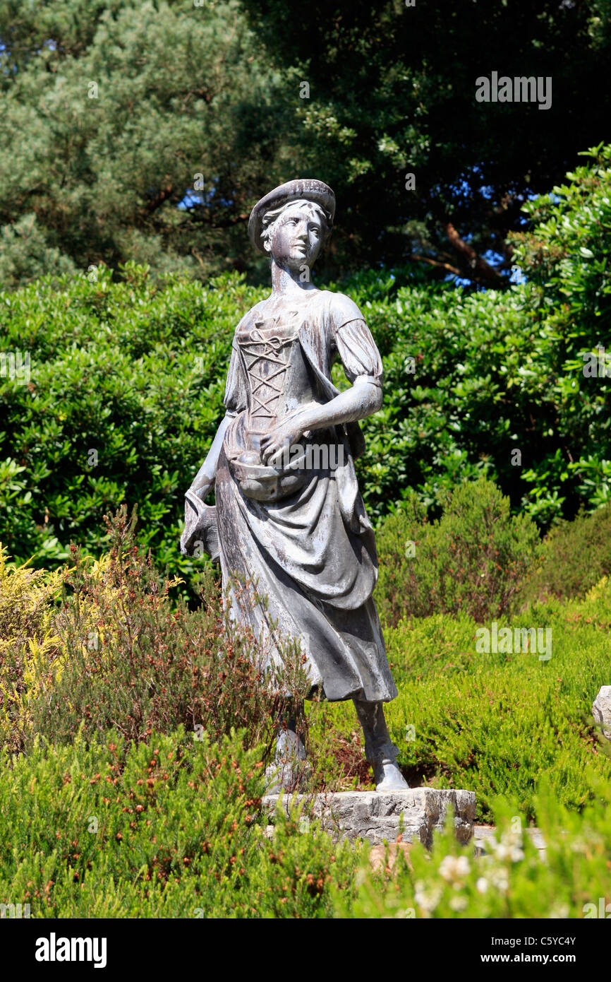 Statue of a Georgian Lady in the Heather Garden at Compton Acres Dorset ...