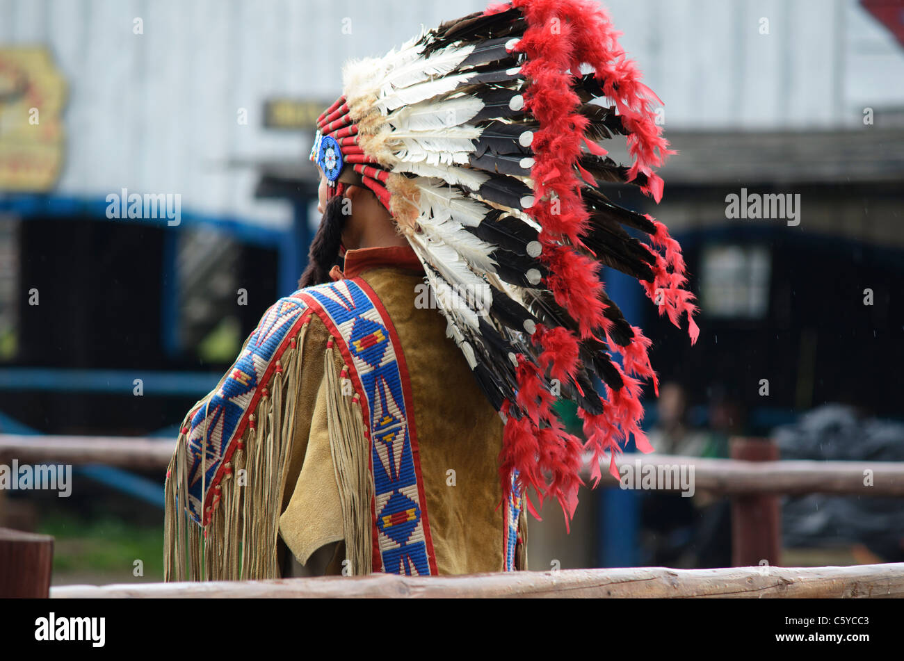 Indian with a plume Stock Photo - Alamy