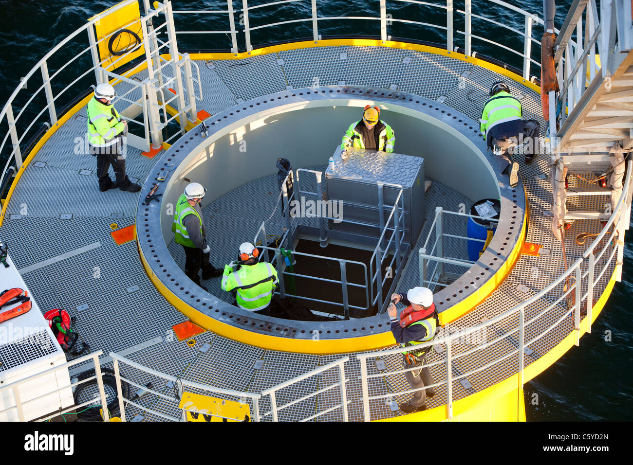 Workers on transition piece waiting hi-res stock photography and images ...