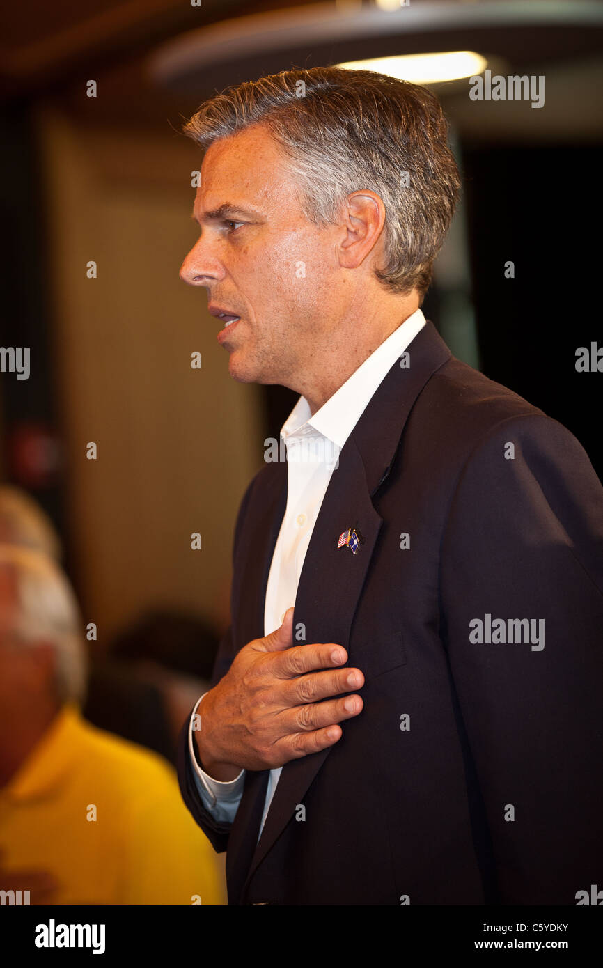 GOP Presidential candidate Jon Huntsman pledge of allegiance Stock ...