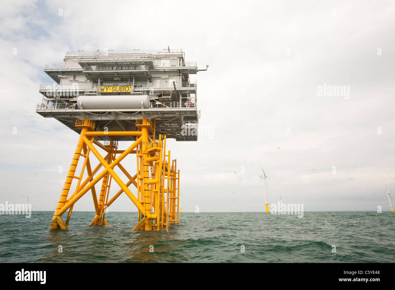 A sub station at the Walney offshore wind farm, Cumbria, UK Stock Photo ...