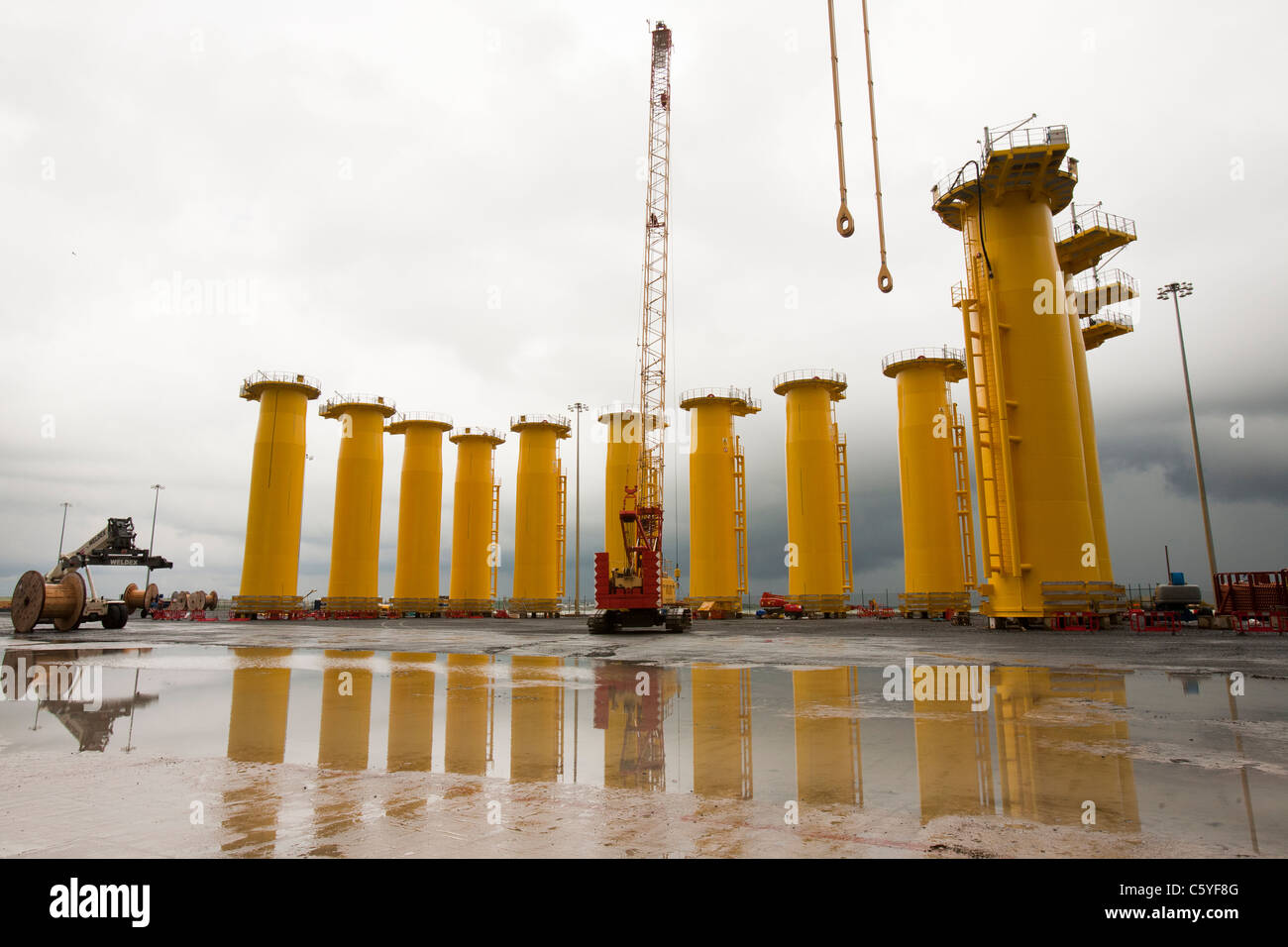 Transition pieces for the Walney Offshore windfarm project, on the ...