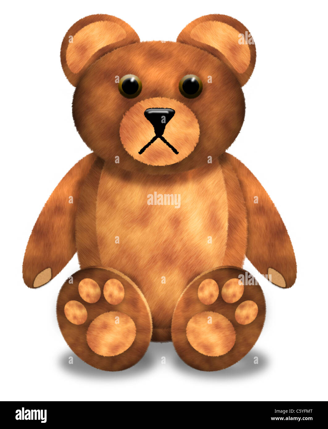 Illustration of a sad-looking toy bear against a white background Stock ...
