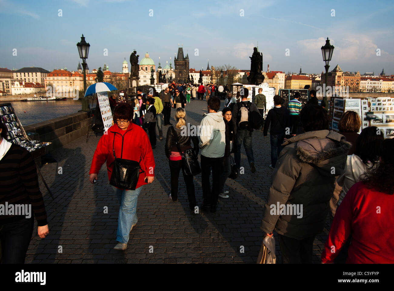 tourists on charles bridge, prague Stock Photo - Alamy