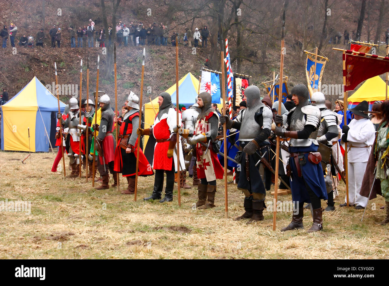 Staging of a medieval battle at Samobor Croatia on March 1, 1441 Stock ...