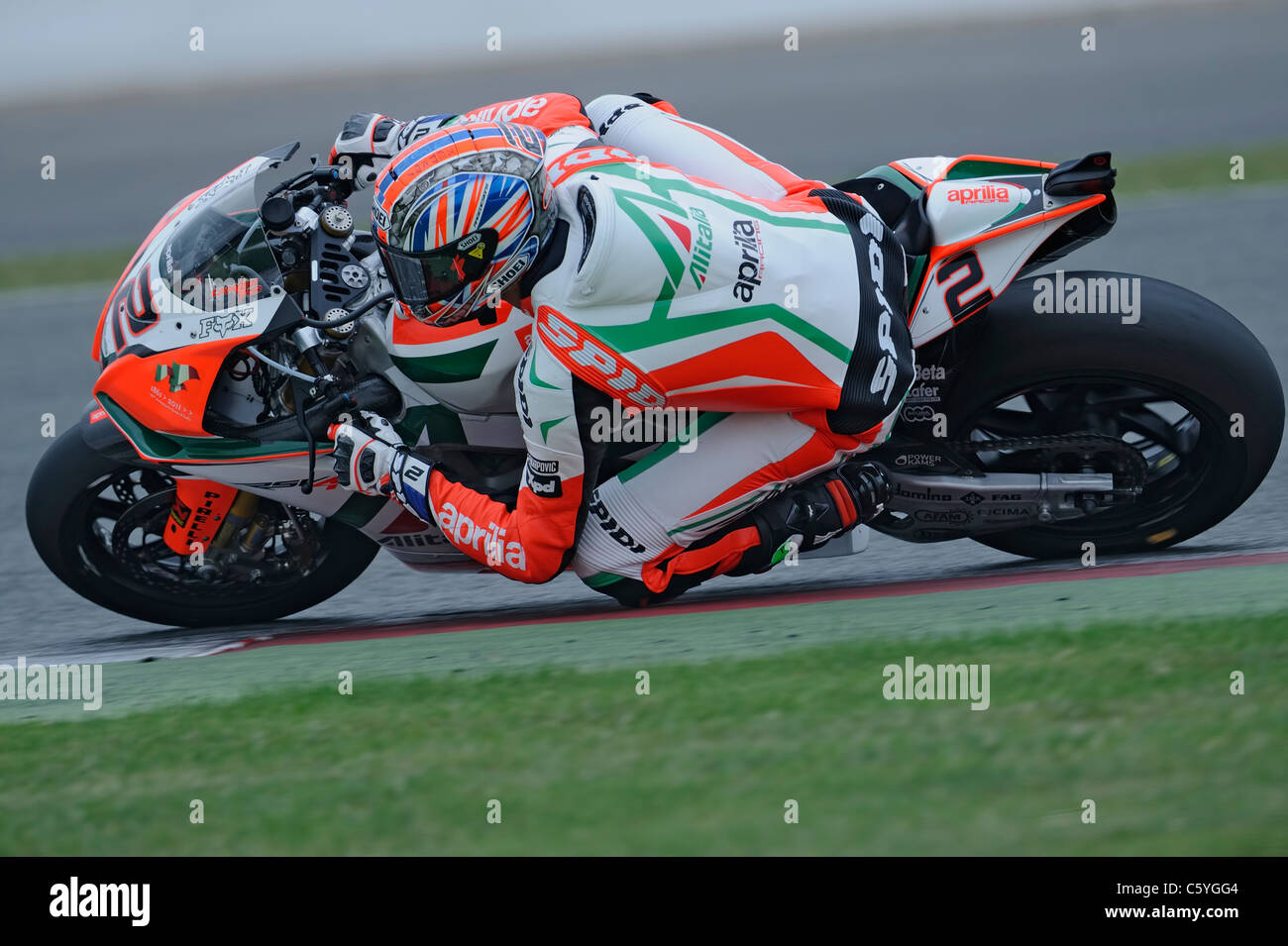 leon camier on the aprilia world superbike Stock Photo - Alamy