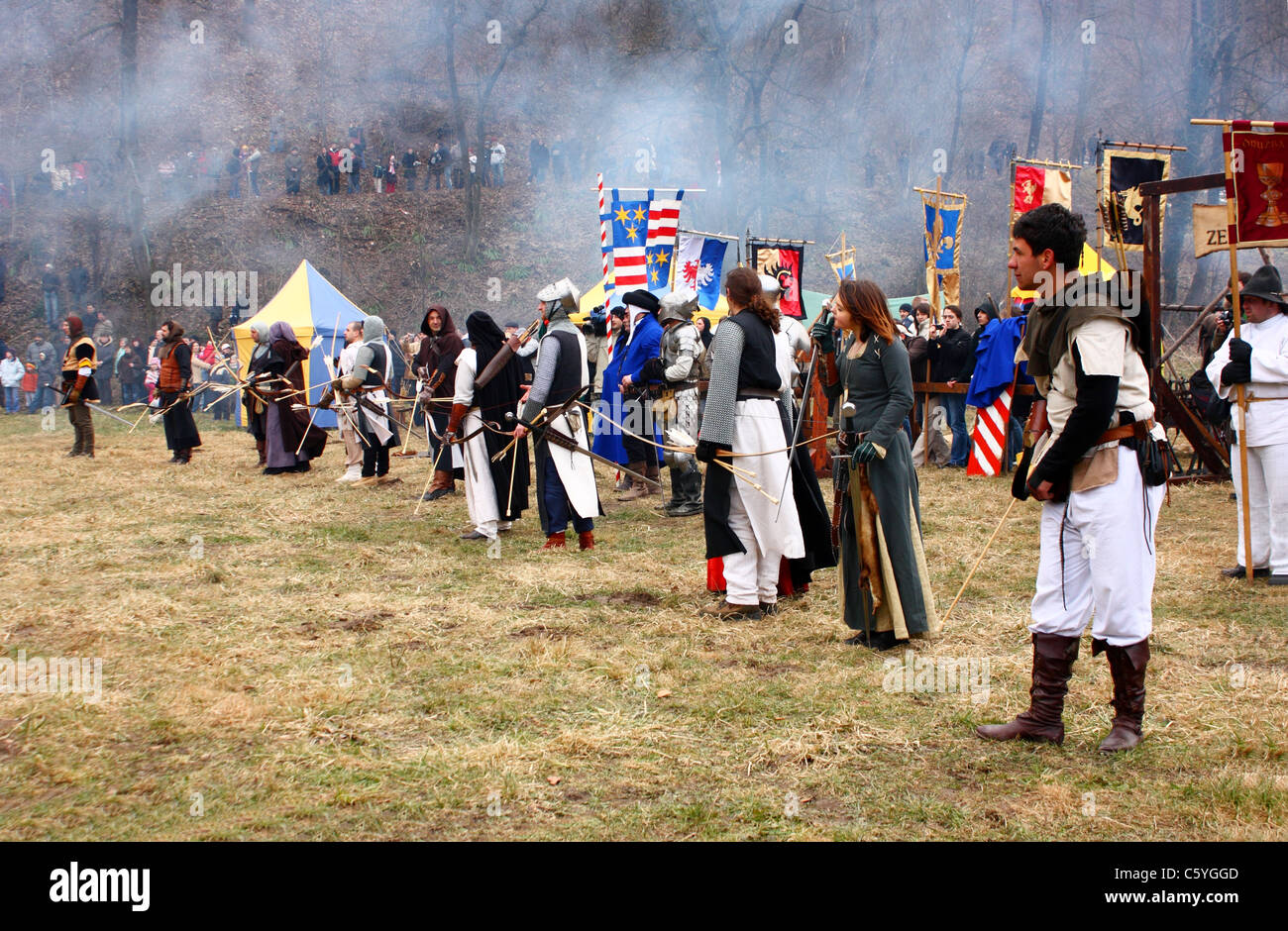 Staging of a medieval battle at Samobor Croatia on March 1, 1441 Stock ...