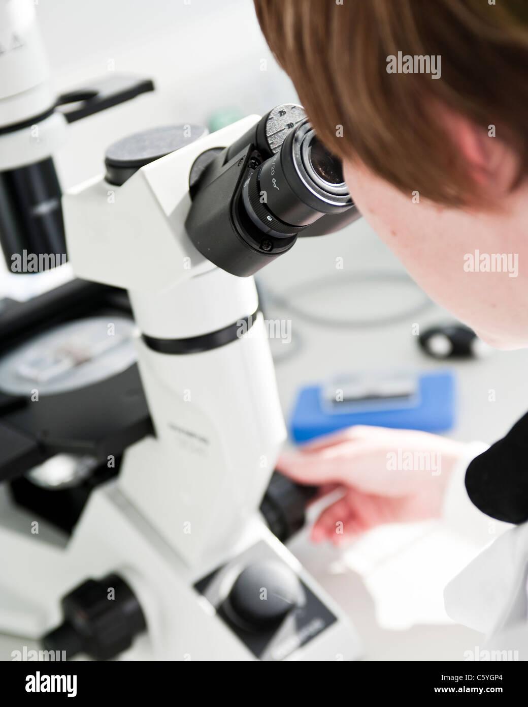 close up of microscope in science laboratory Stock Photo - Alamy