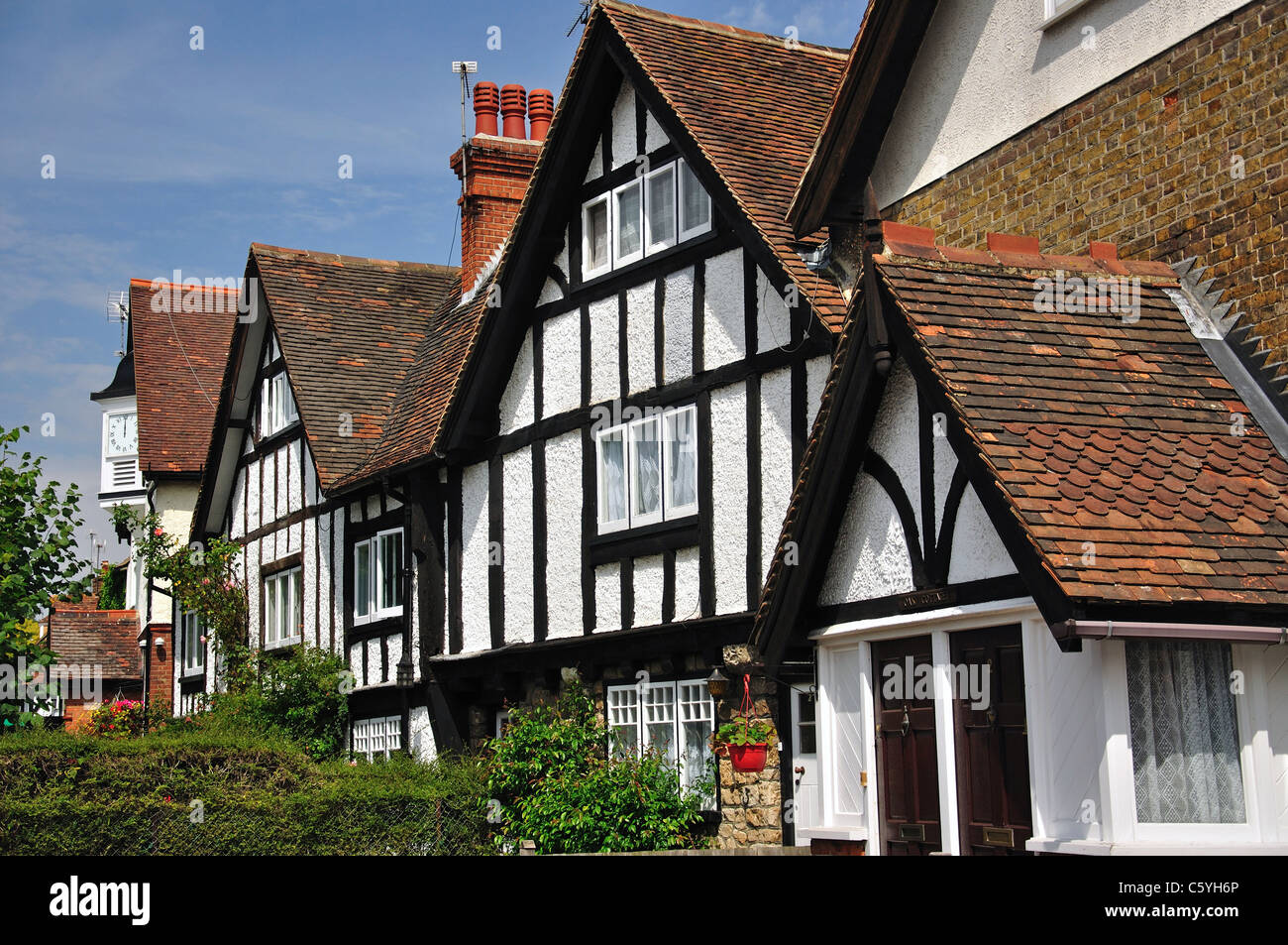 Period houses on The Green, Bearsted, Maidstone District, Kent, England ...
