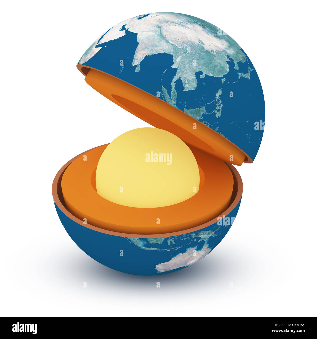 Structure of the planet. Earth geosphere 3d concept isolated on white ...