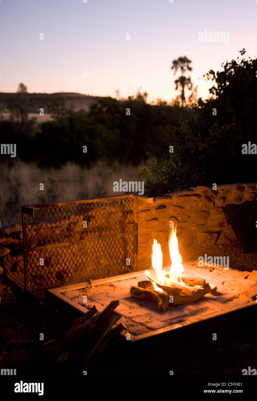 Sunset over the camp fire. Palmwag, Damaraland, Kaokoveld, Namibia ...