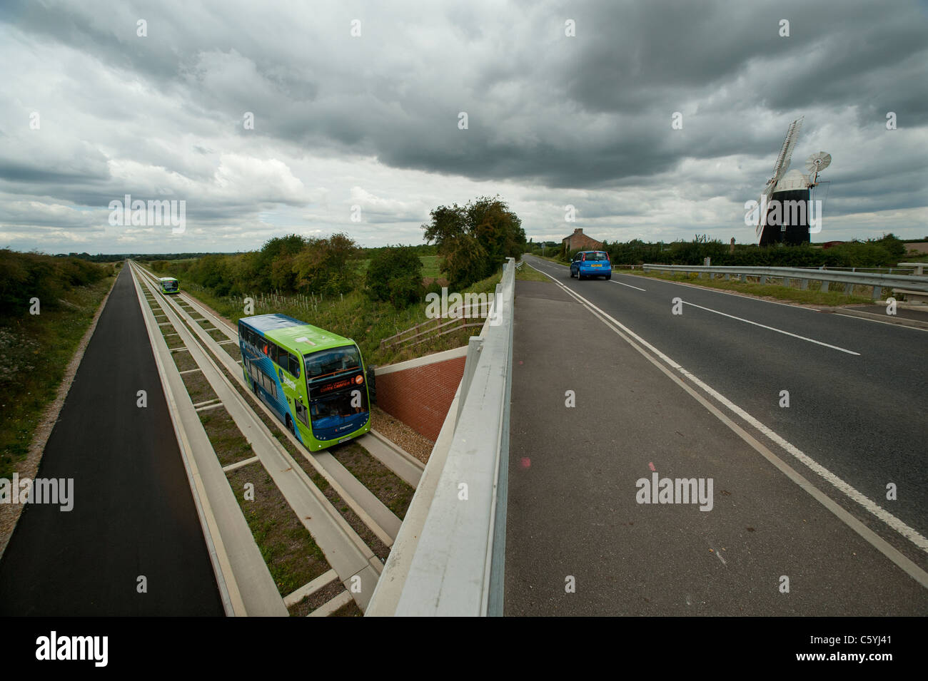 Cambridge Guided Busway, Cambridgeshire, England. Photographed on first ...