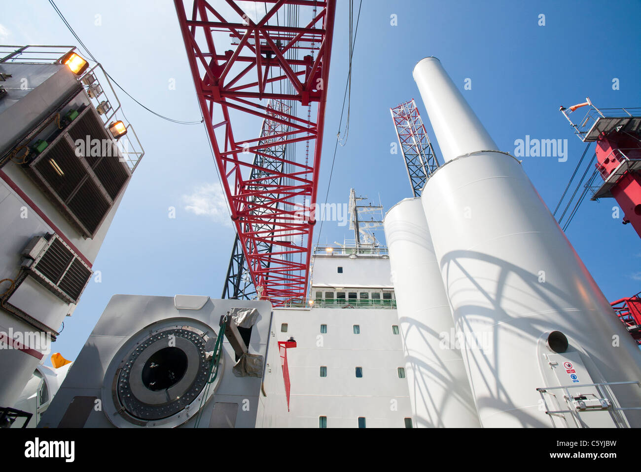 The Kraken, a jack up barge loaded with wind turbines for construction ...