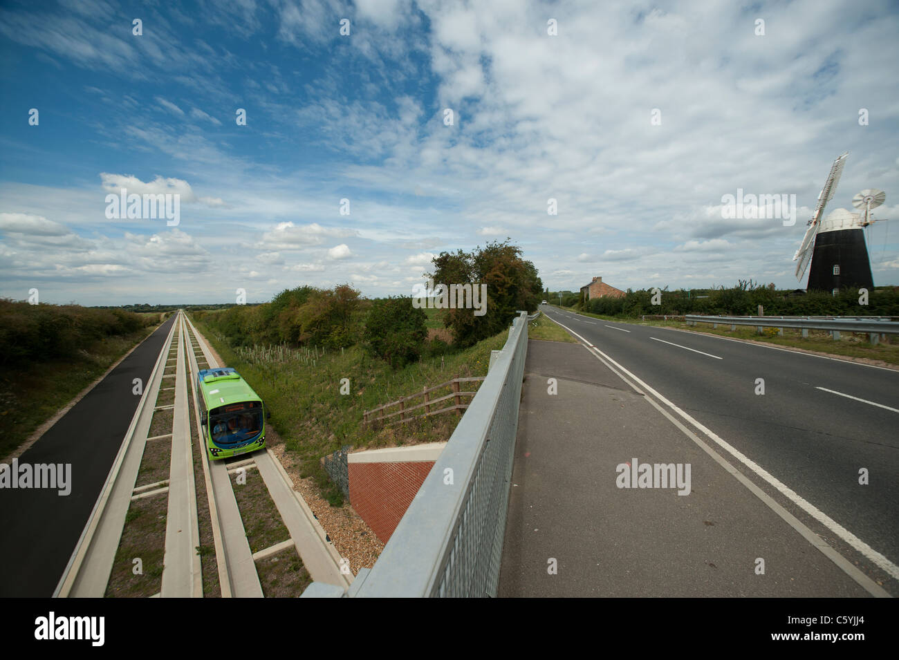 Cambridge Guided Busway, Cambridgeshire, England. Photographed on first ...