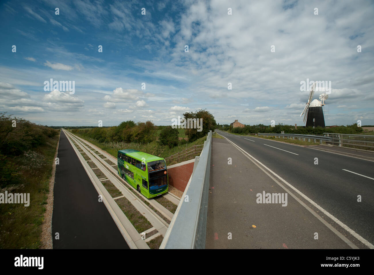 Cambridge Guided Busway, Cambridgeshire, England. Photographed on first ...