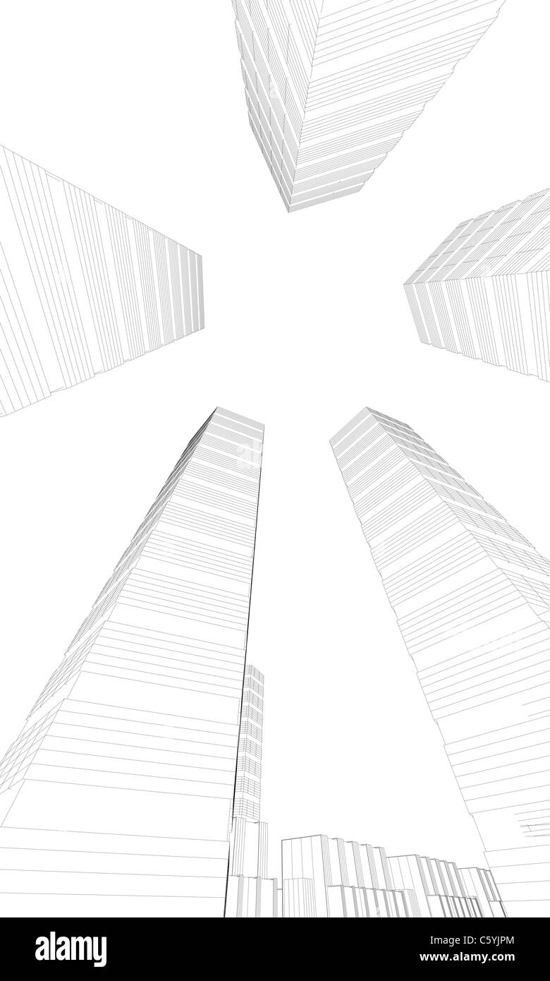 illustration of skyscrapers from below Stock Photo - Alamy