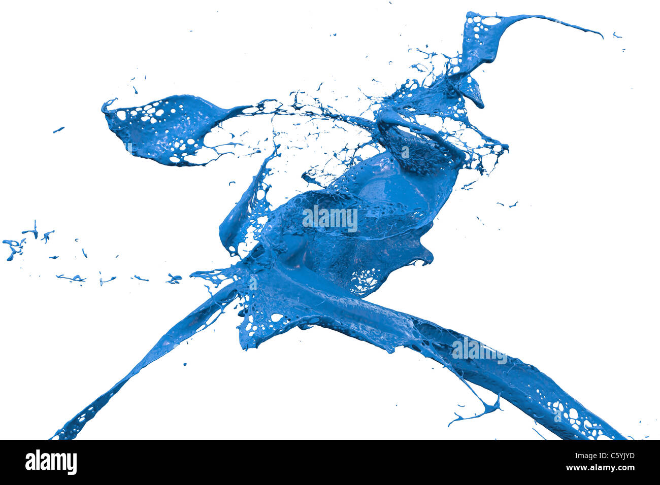 blue paint splashes collide, isolated on white background Stock Photo ...