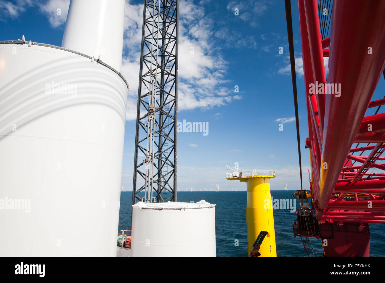 The Kraken, a jack up barge loaded with wind turbines for construction ...