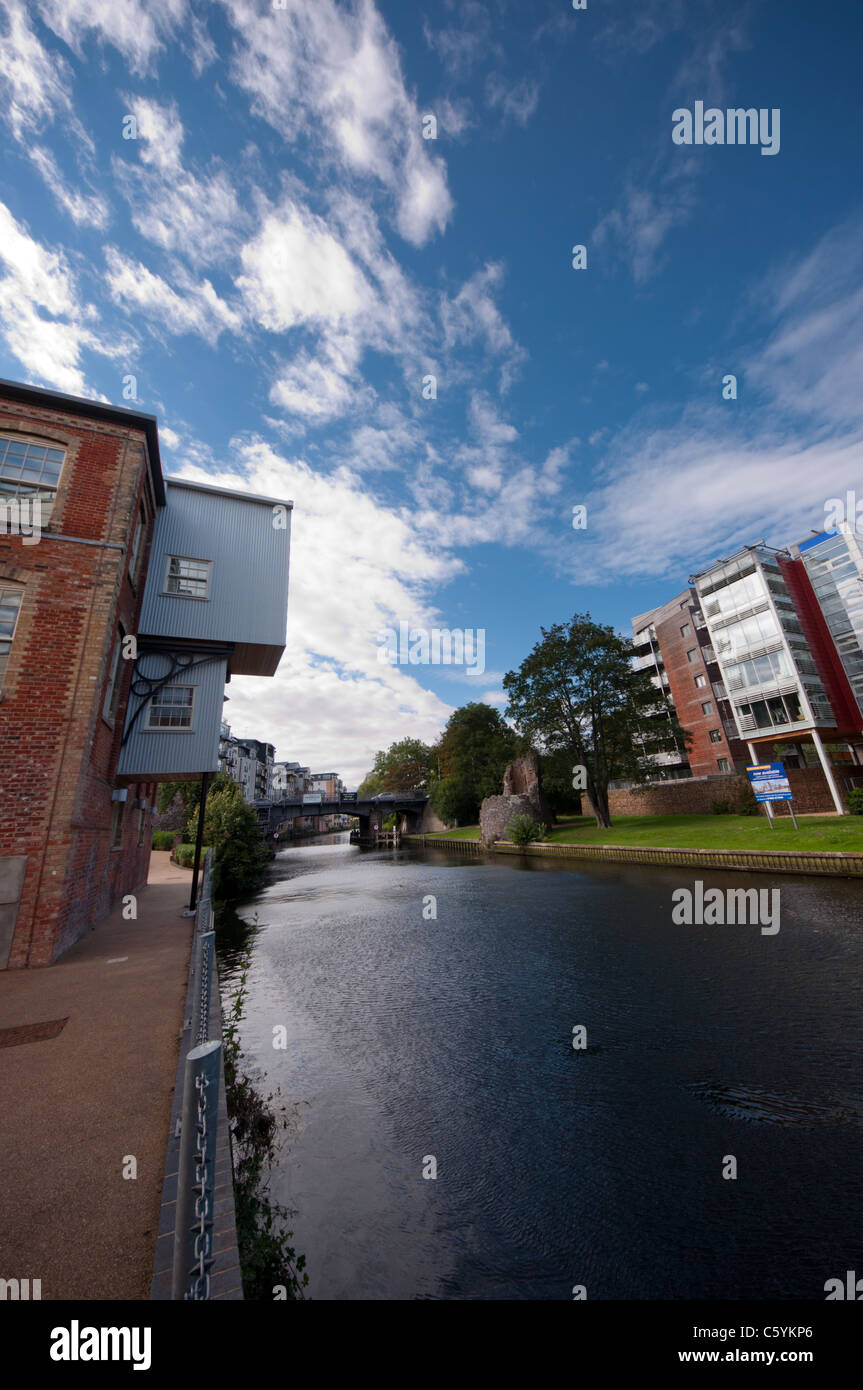 River Wensum with riverside apartments Carrow Bridge Norwich Stock ...